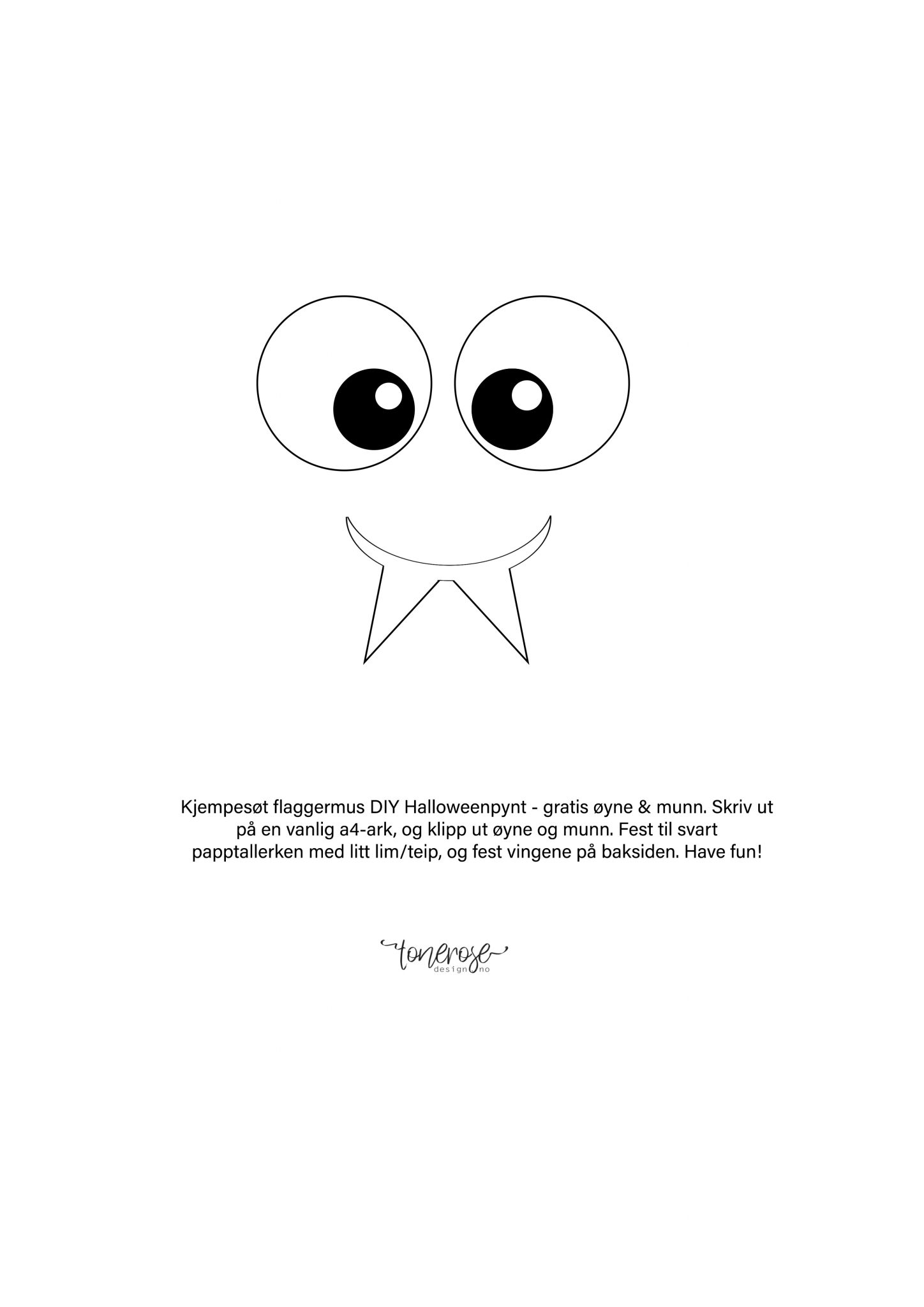 Supersøt flaggermus // Halloweenpynt barna kan lage selv // Gratis mal ...