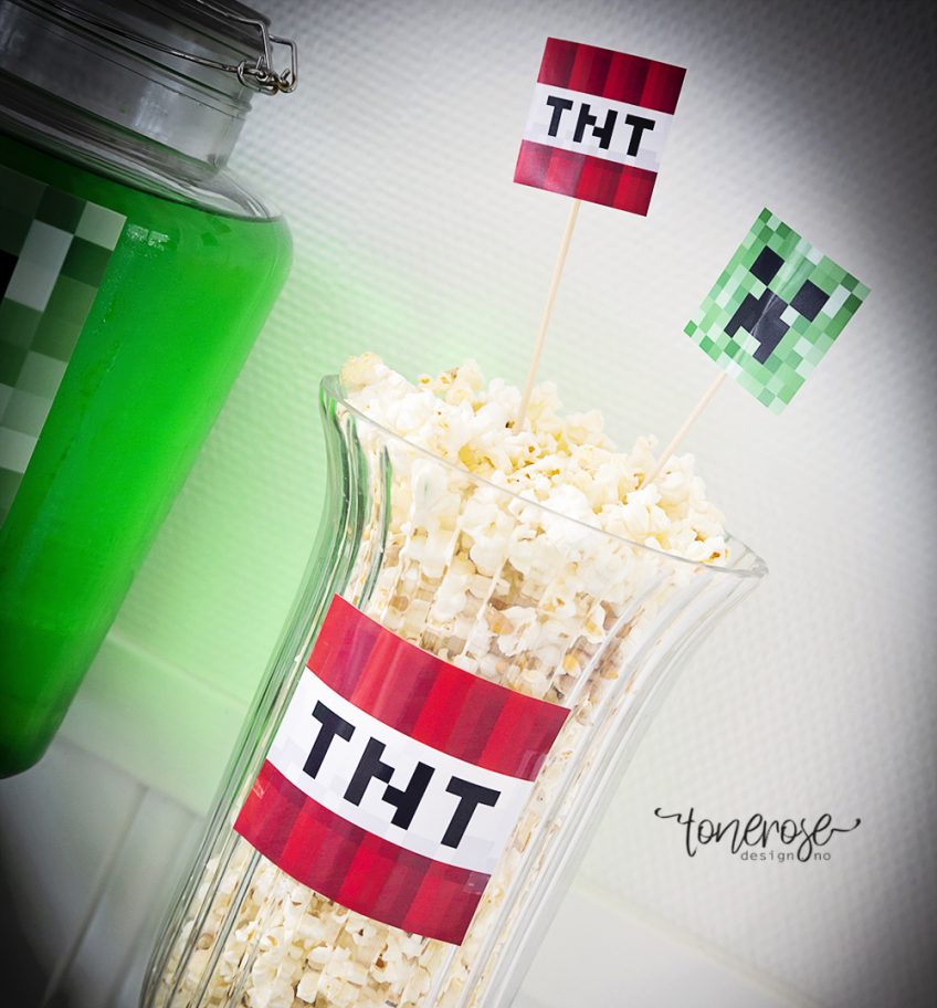 Minecraft party pynt // Gratis skilt – ToneroseDesign